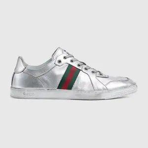 Gucci Ace Sneaker With Bee - Silver