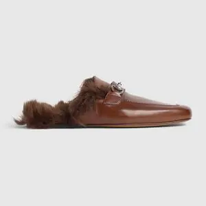 Gucci Leather Mule With Horsebit - Brown