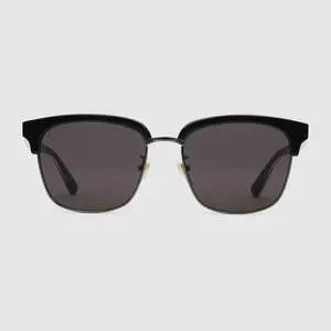 Gucci Rectangular Frame Sunglasses With Tortoiseshell And Mother Of Pearl Effect - Black