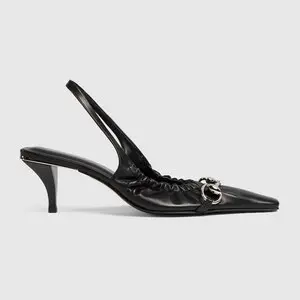 Gucci Slingback Pumps With Horsebit Detail - Black