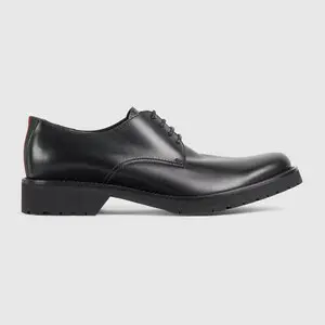 Gucci Washed-effect Leather Boat Shoe - Black