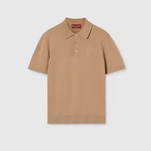 Gucci Silk Cotton Knit Polo Shirt - Beige