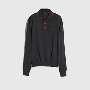 Gucci Silk Cotton Knit Polo Shirt - Black
