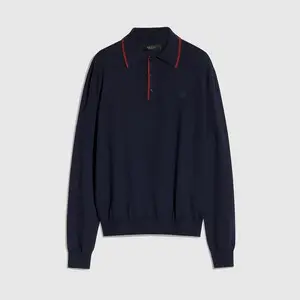 Gucci Silk Cotton Knit Polo Shirt - Blue