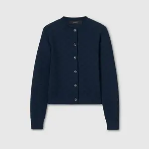 Gucci Fine Wool Gg Crystal Cardigan - Blue