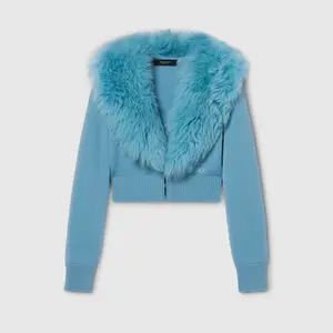 Gucci Self-tie Cardigan With Striped Trim - Blue