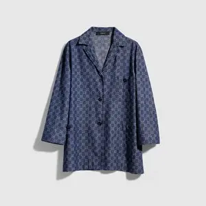 Gucci Cotton Denim Shirt With Embroidery, Size - Blue