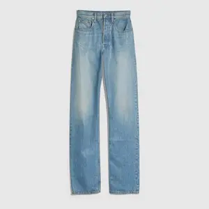Gucci Flared Bleached Cotton Denim Trousers, Size Blue