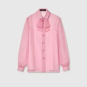 Gucci Gucci GG Crêpe Silk Shirt Pink