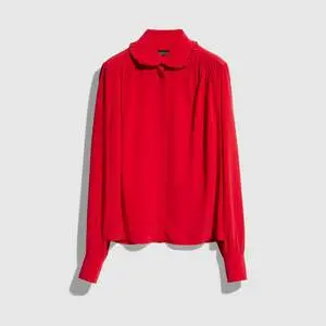 Gucci Gg Crêpe Silk Shirt, Size - Red