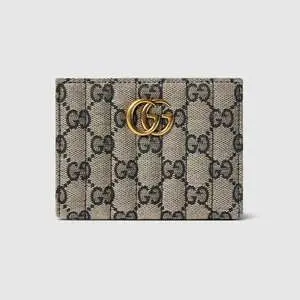 Gucci Bi-color Gg Marmont Small Wallet Beige