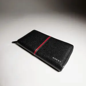 Gucci Gg Emblem Long Wallet - Black