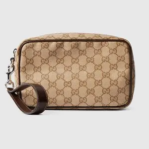 Gucci Gg Emblem Medium Pouch - Beige