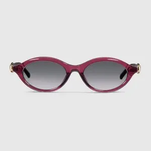 Gucci Frameless Oval Sunglasses With Horsebit Detail - Red