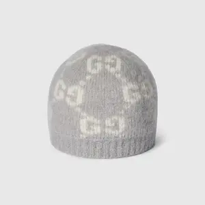 Gucci Woo Cashmere Hat With Doube G, Size Grey