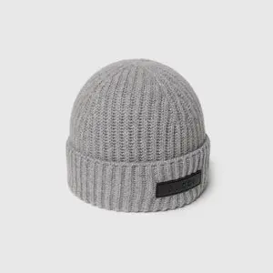 Gucci Wool Cashmere Beanie With Double G - Grey