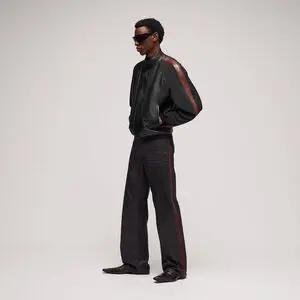 Gucci Embossed Gg Leather Bomber Jacket, Size