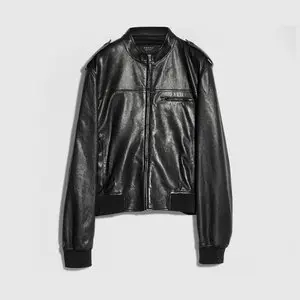 Gucci Embossed Gg Leather Bomber Jacket - Black