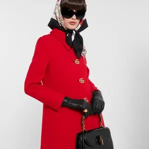 Gucci Woo Cashmere Goves With Doube G, Size - Black