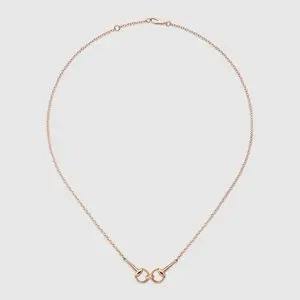 Gucci Interlocking G 18k And Green Agate Chain Necklace With Diamond - Gold
