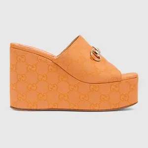 Gucci Horsebit Platform Sandals - Orange