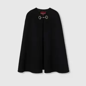 Gucci Wool And Silk Horsebit Cape - Black