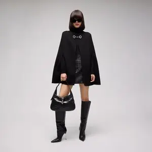 Gucci Wool And Silk Horsebit Cape - Black