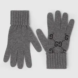 Gucci Gg Cashmere Gloves - Grey
