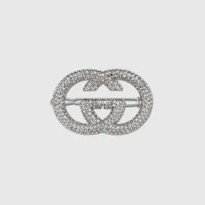 Gucci Interlocking G Hair Clip With Crystals - Silver