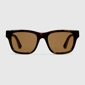Gucci Square Frame Sunglasses With Engraved Logo - Beige