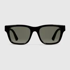 Gucci Round Frame Sunglasses With Web Detail - Black