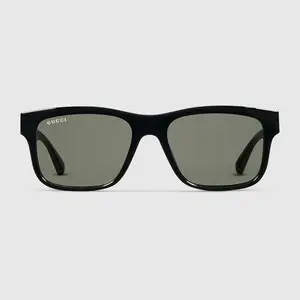 Gucci Round Frame Sunglasses With Web Detail - Black