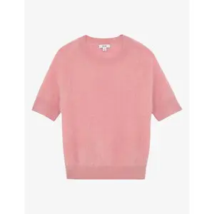 REISS Julia Short-sleeve Brushed-cashmere T-shirt - Pink
