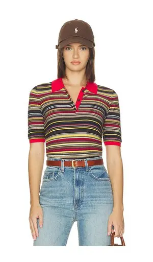 PISTOLA Ashlee Short Sleeve Polo Sweater In . Also - Multi