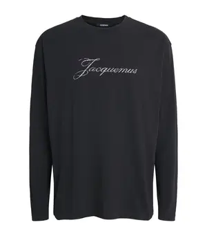 Jacquemus Cotton-hemp Logo Long-sleeve T-shirt - Black