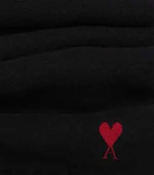 AMI Paris Wool De Coeur Fringed Scarf