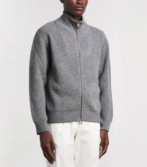 Canali Wool-cashmere High-neck Zip-up Cardigan