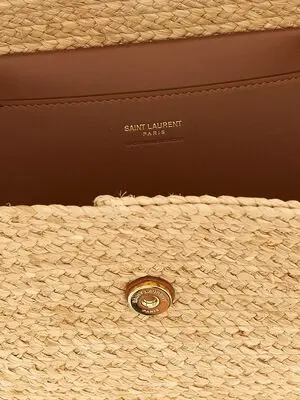 Saint Laurent Manon Mini Bag In Woven Raffia With Monogram