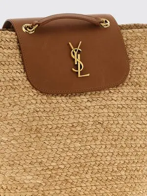 Saint Laurent Manon Mini Bag In Woven Raffia With Monogram