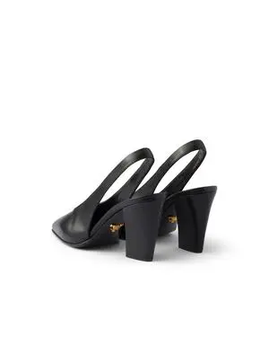 Prada Leather Slingback Pumps - Black