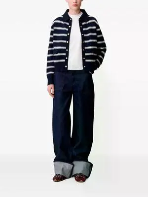 Claudie Pierlot Striped Cardigan With Shirt Collar