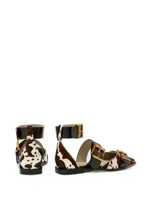 ALLSAINTS Sutton Cow-print Buckled Ballet Flats