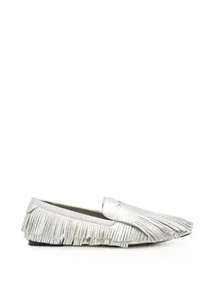 ALLSAINTS Sandy Fringe-detail Metallic Loafers - Silver
