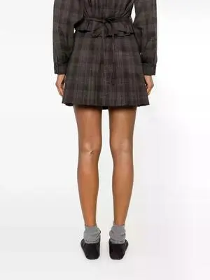 Sandro Checked Pleated Mini Skirt