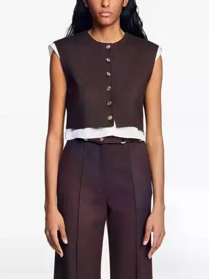 Sandro Cropped Layered-detail Top