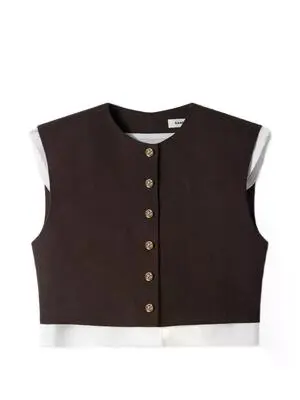 Sandro Cropped Layered-detail Top - Brown