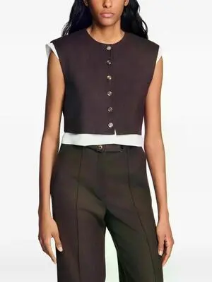 Sandro Cropped Layered-detail Top