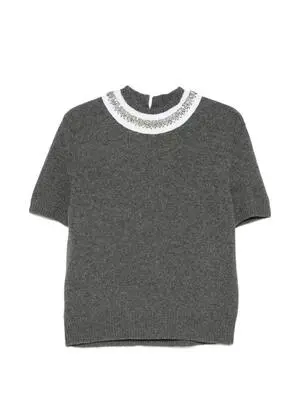 Prada Embellished Short-sleeve Sweater