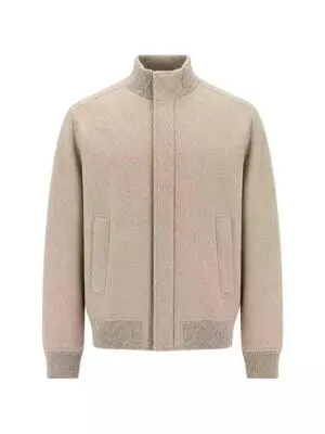 Paul & Shark Ribbed-trim Cashmere Bomber Jacket - Neutrals