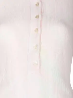 Citizens Of Humanity Ribbed Knit Henley Top - Pink